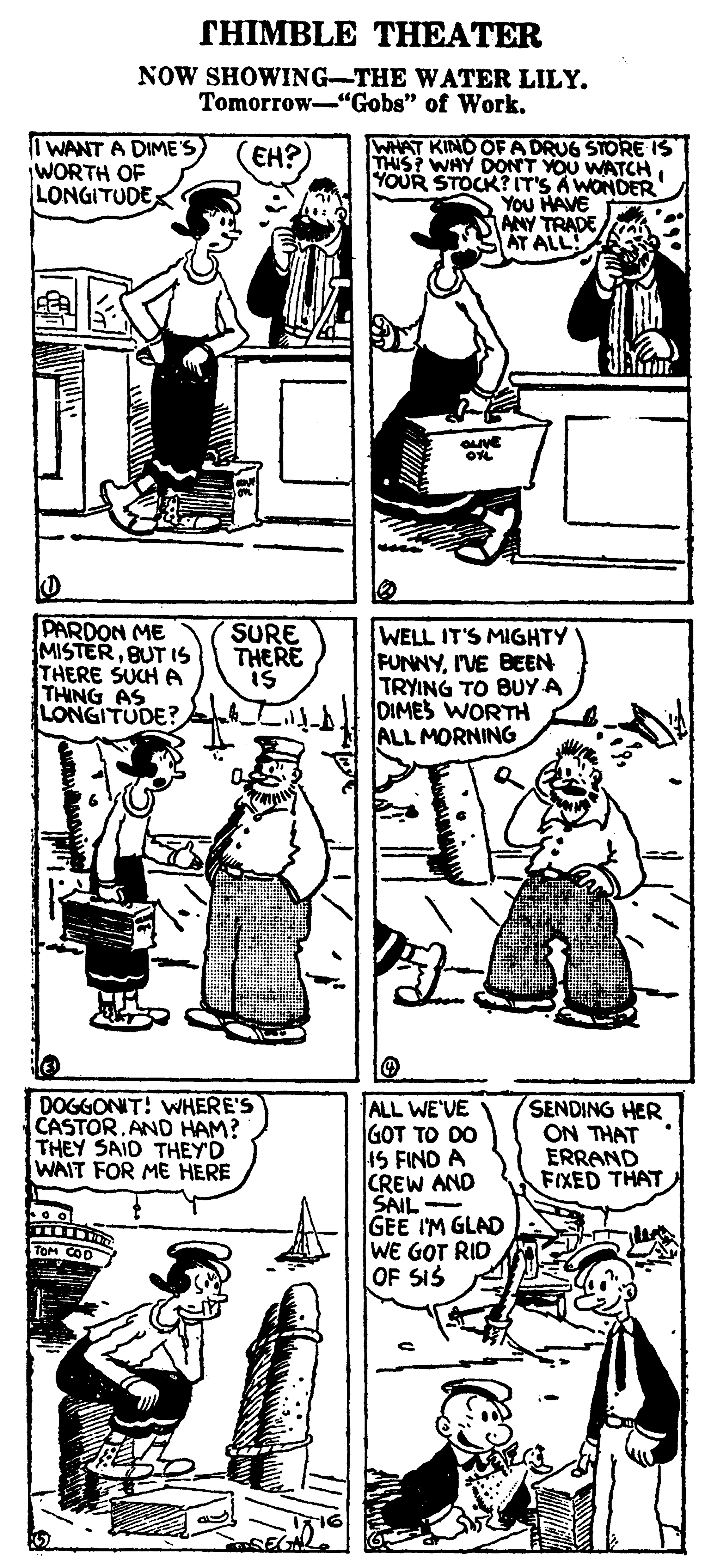 Thimble Theater Comic Strip 1929-01-16 | Comics Kingdom