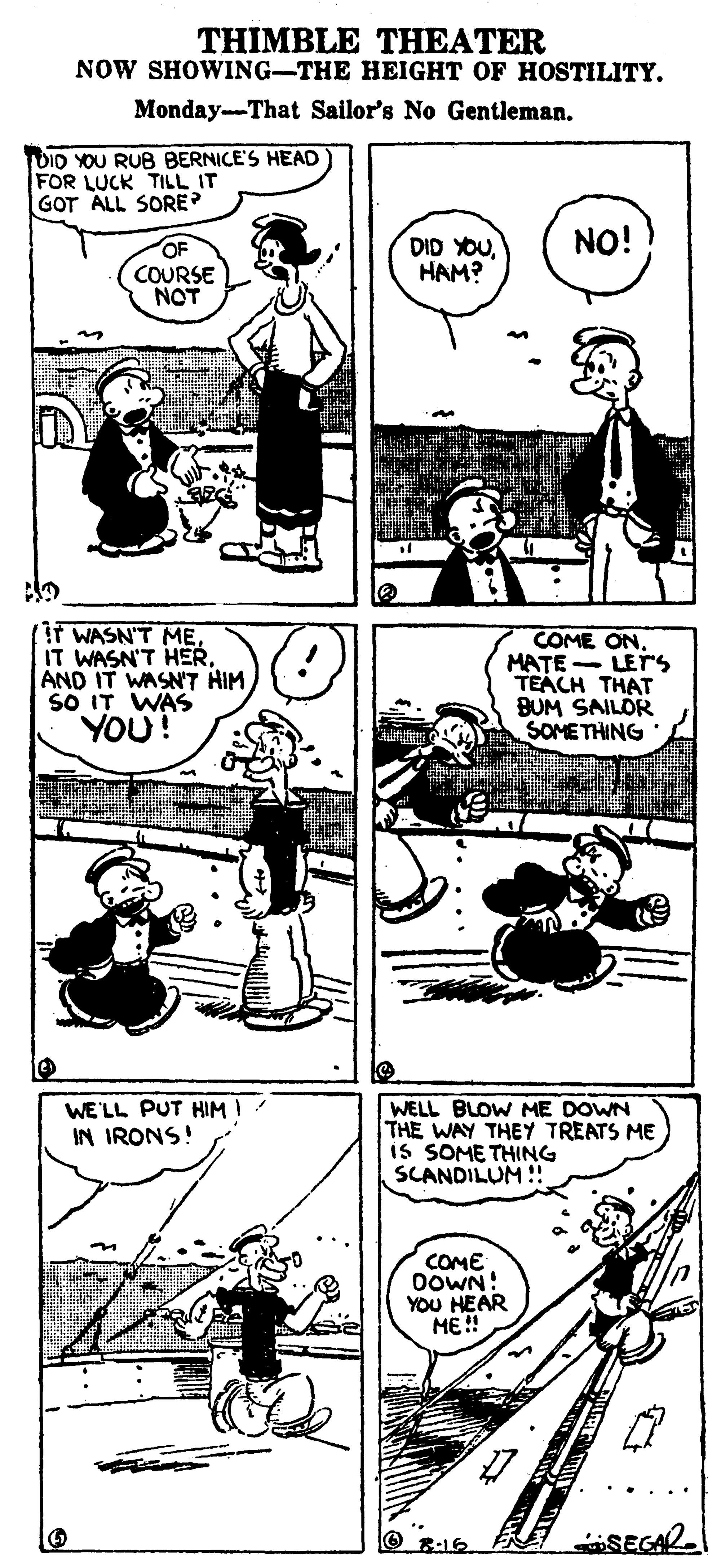 Thimble Theater Comic Strip 1929-02-16 | Comics Kingdom