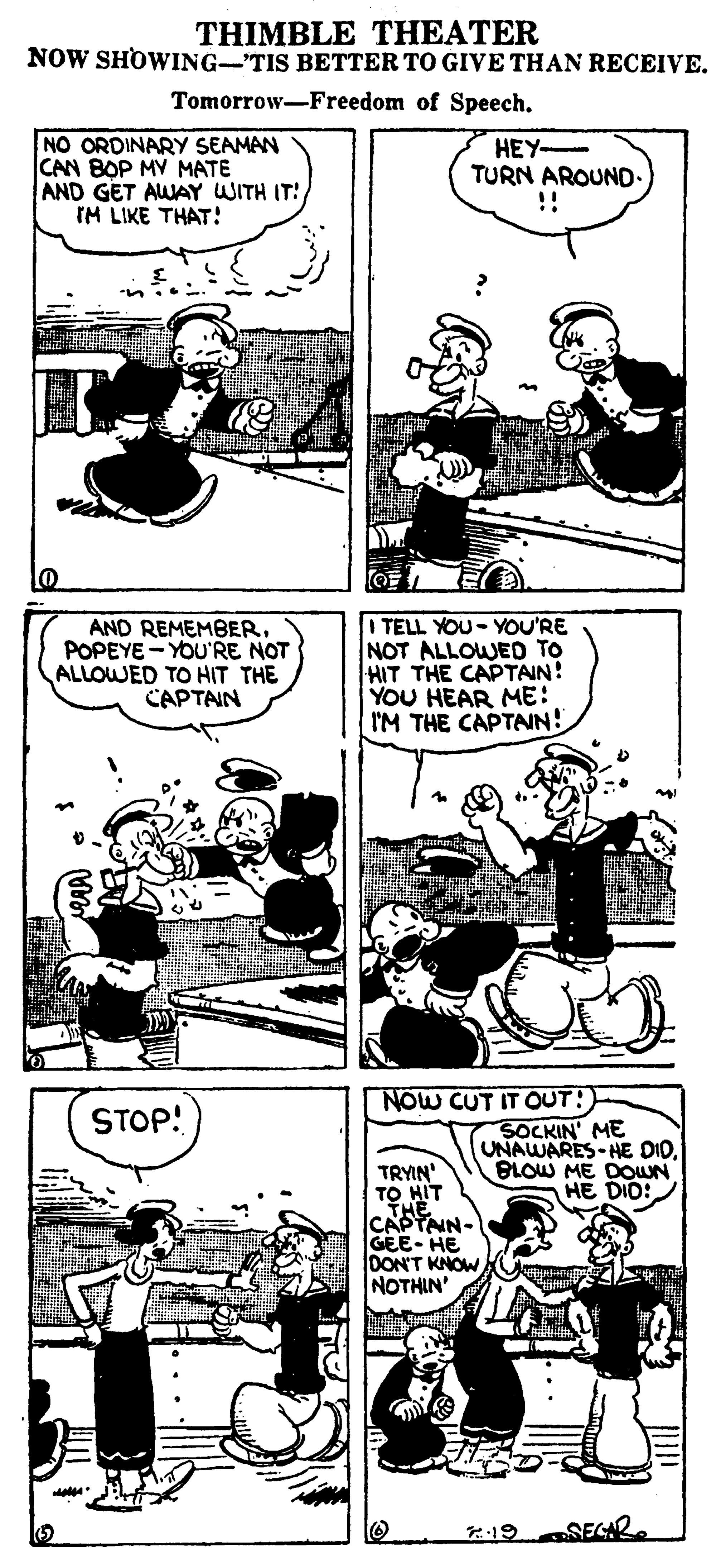Thimble Theater Comic Strip 1929-02-19 | Comics Kingdom