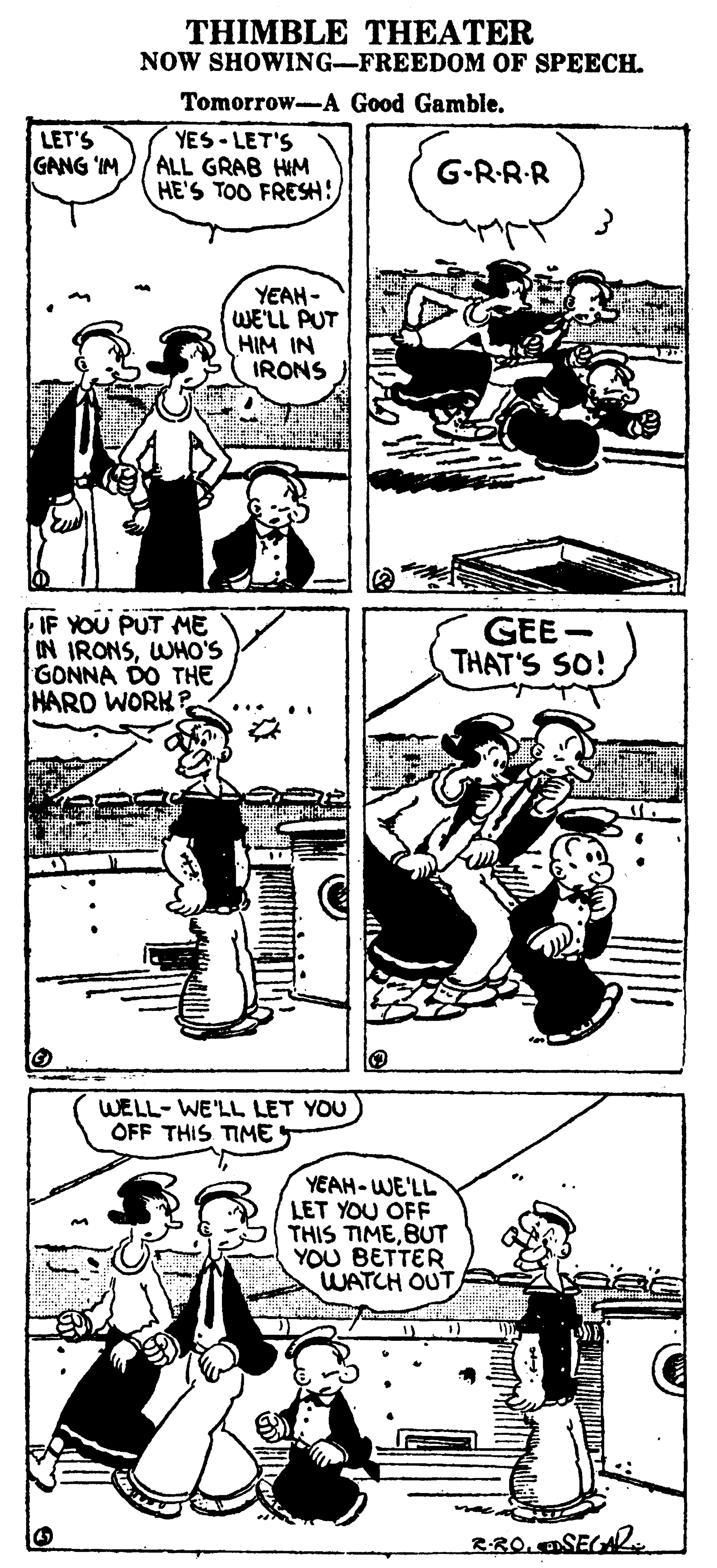 Thimble Theater Comic Strip 1929-02-20 | Comics Kingdom