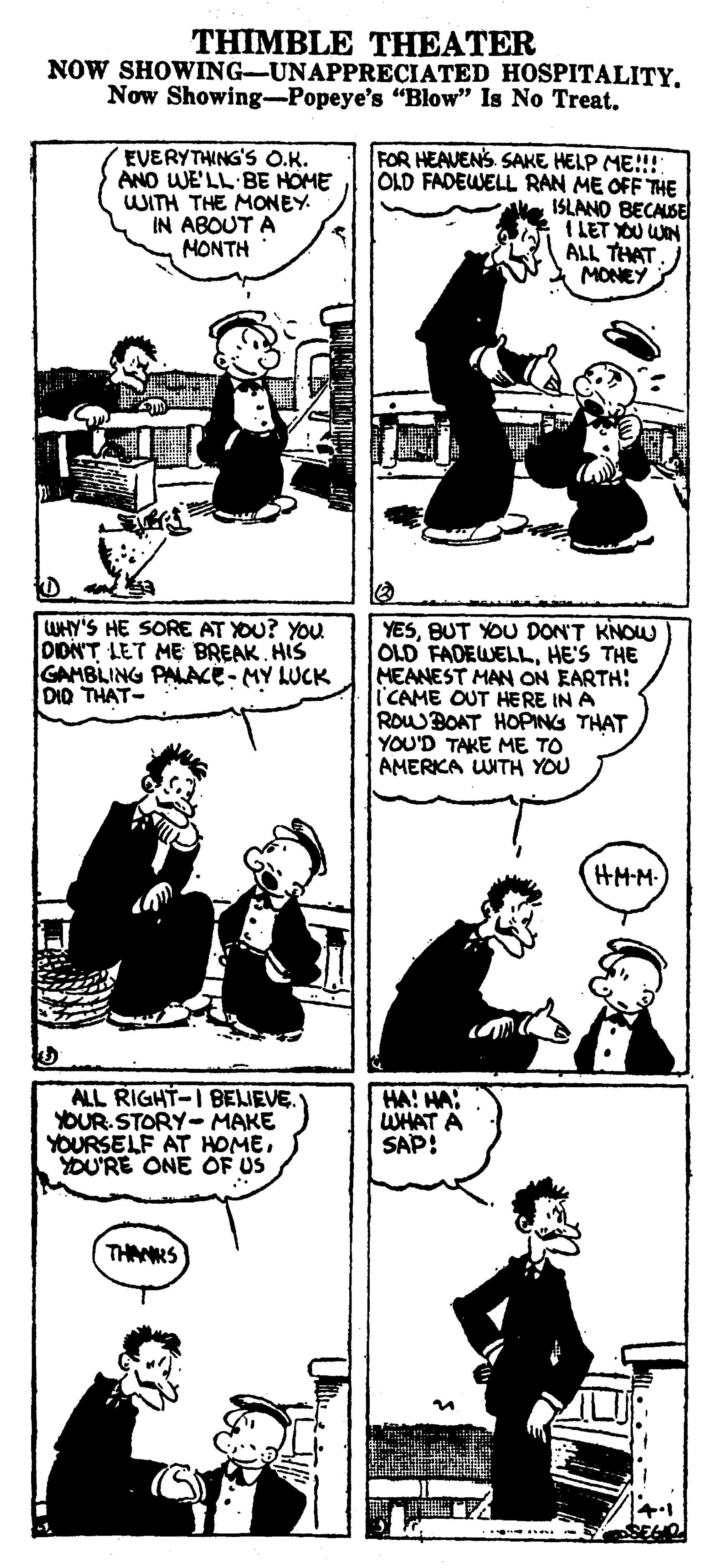 Thimble Theater Comic Strip 1929-04-01 | Comics Kingdom