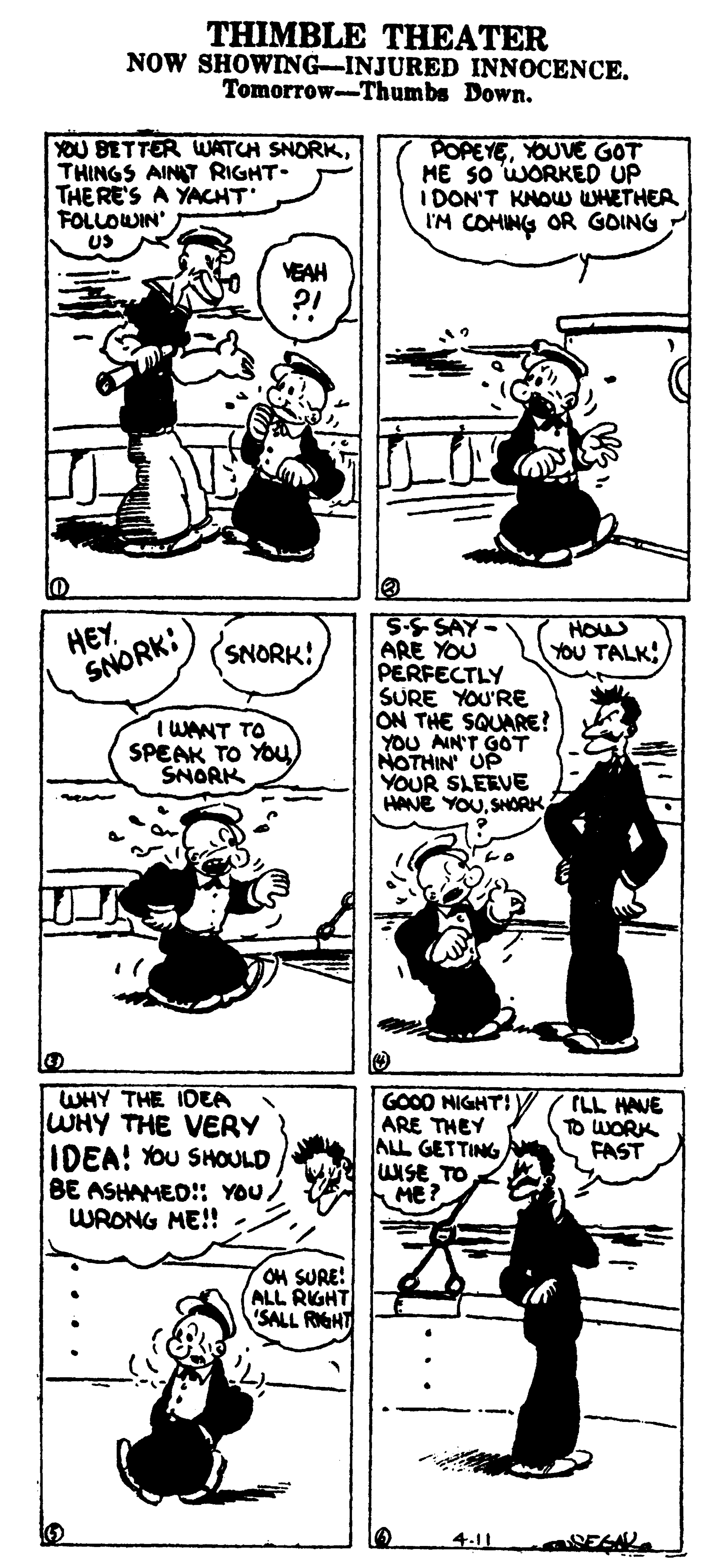 Thimble Theater Comic Strip 1929-04-11 | Comics Kingdom