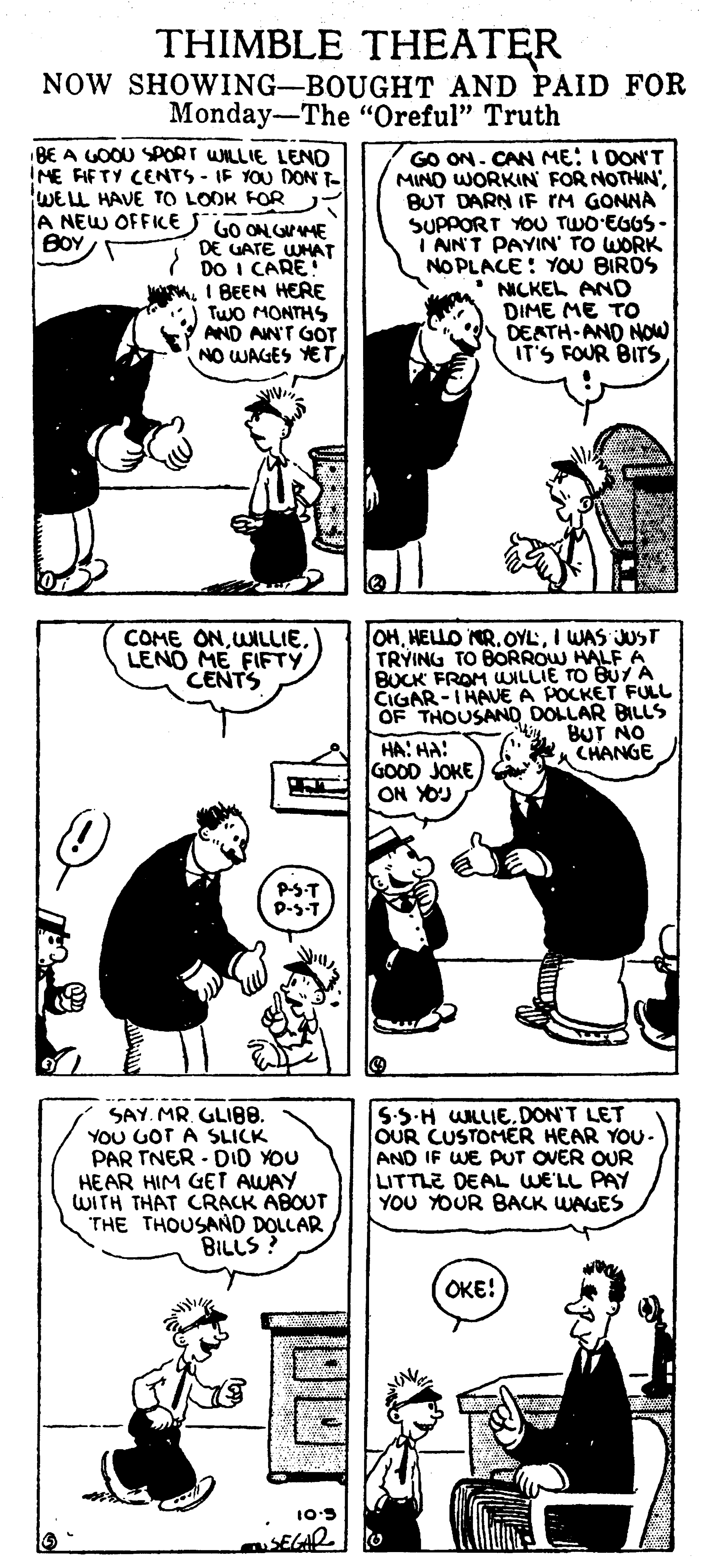 Thimble Theater Comic Strip 1929-10-03 | Comics Kingdom