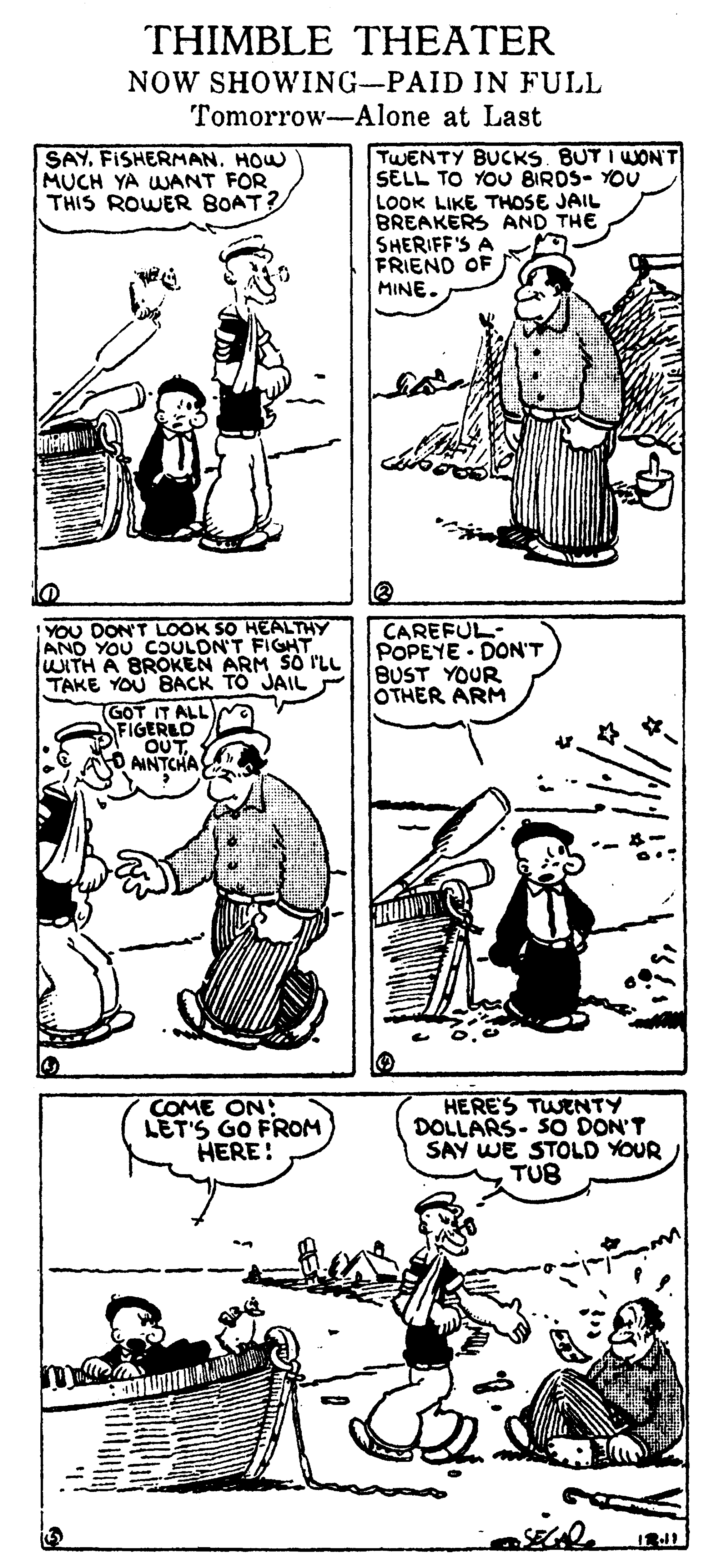 Thimble Theater Comic Strip 1929-12-11 | Comics Kingdom