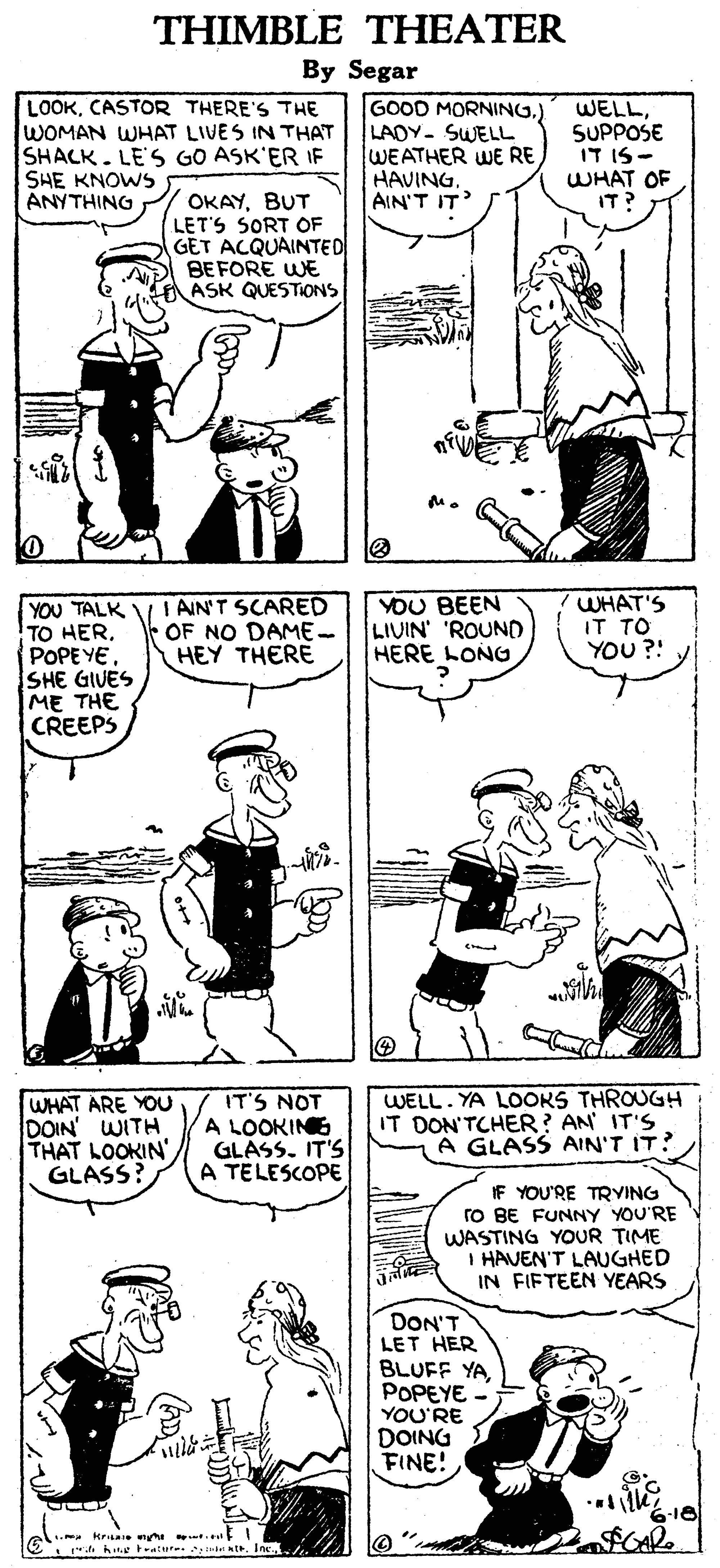 Thimble Theater Comic Strip 1930-06-18 | Comics Kingdom