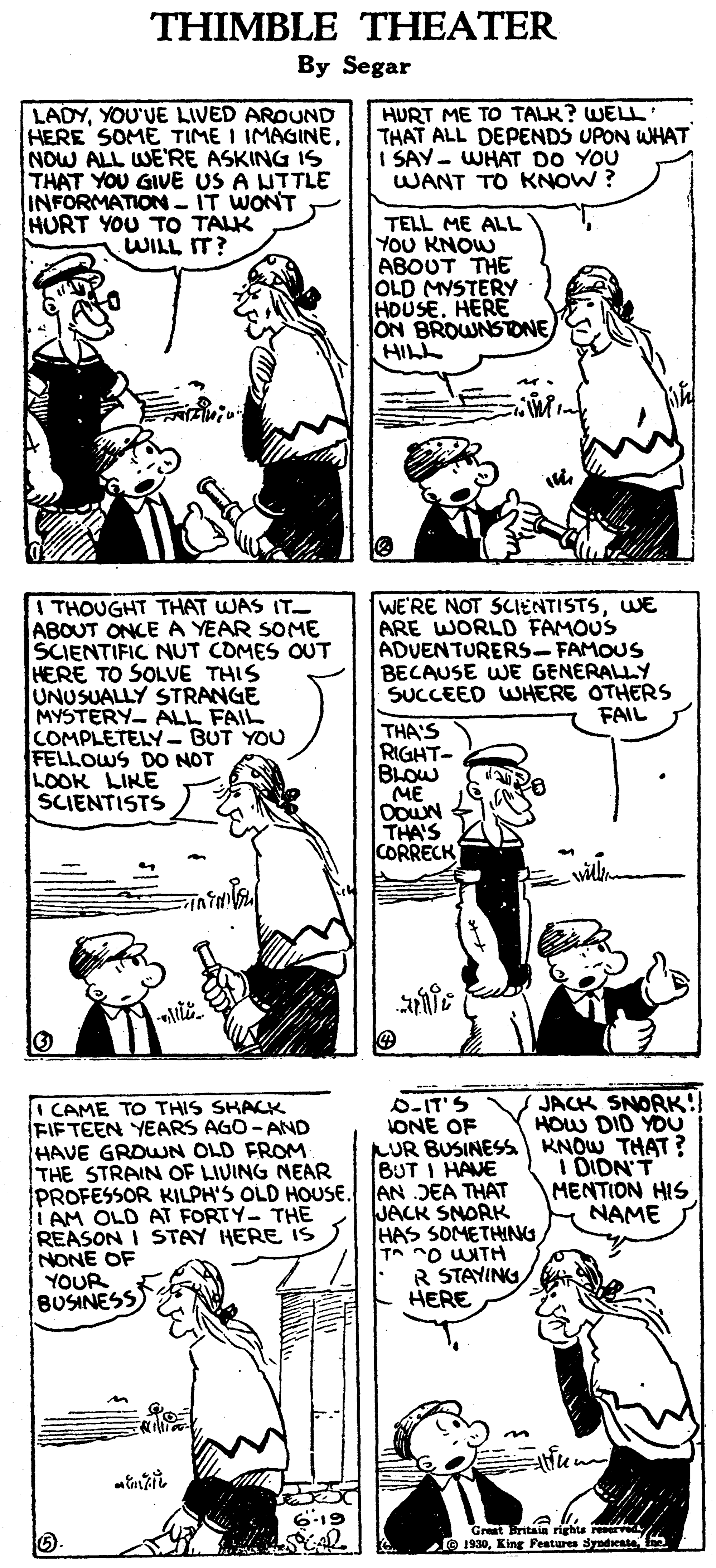 Thimble Theater Comic Strip 1930-06-19 | Comics Kingdom