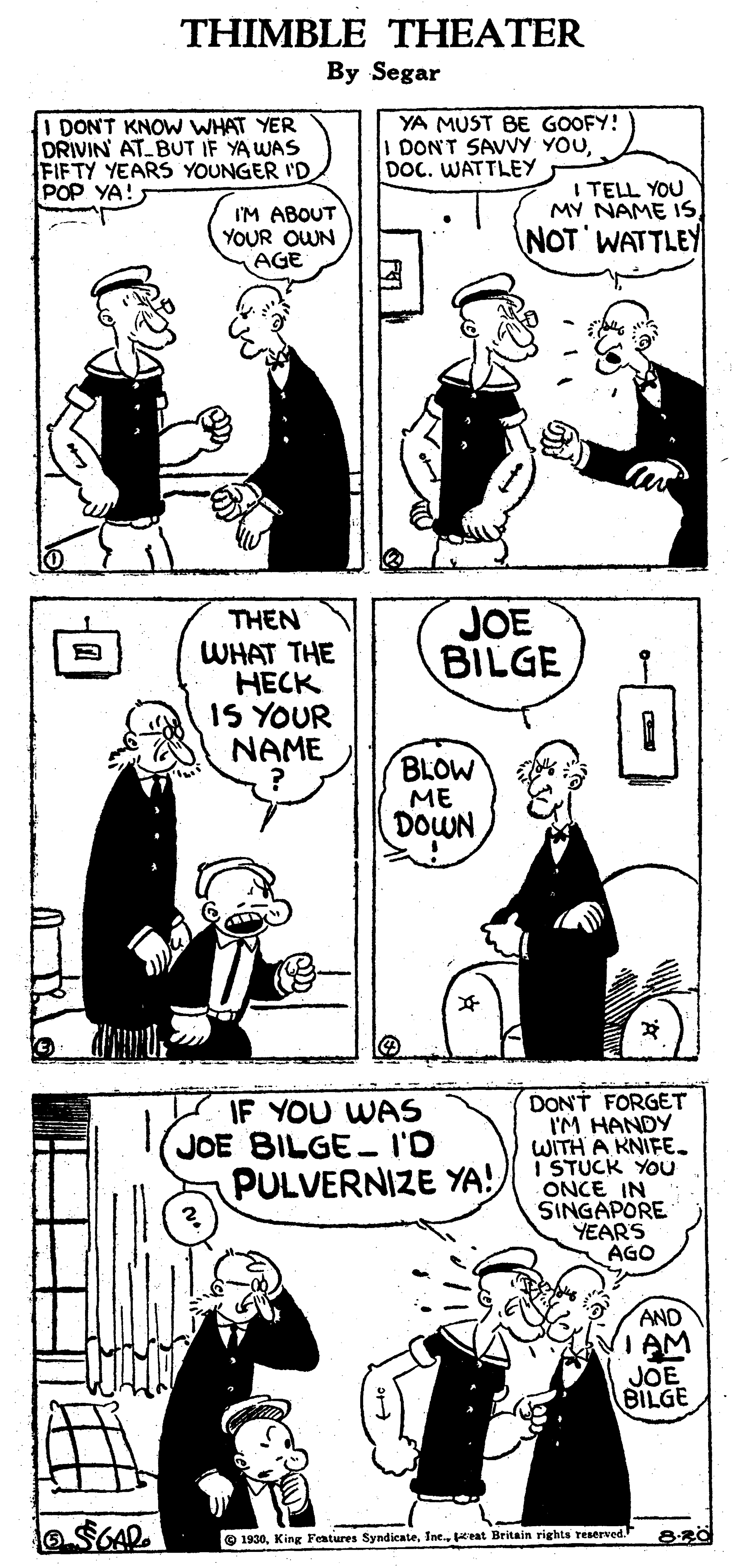 Thimble Theater Comic Strip 1930-08-20 | Comics Kingdom