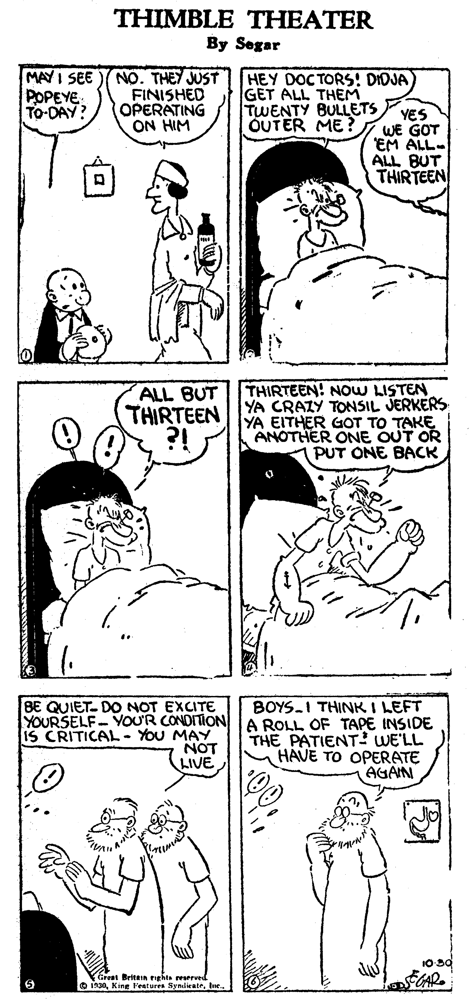 Thimble Theater Comic Strip 1930-10-30 | Comics Kingdom