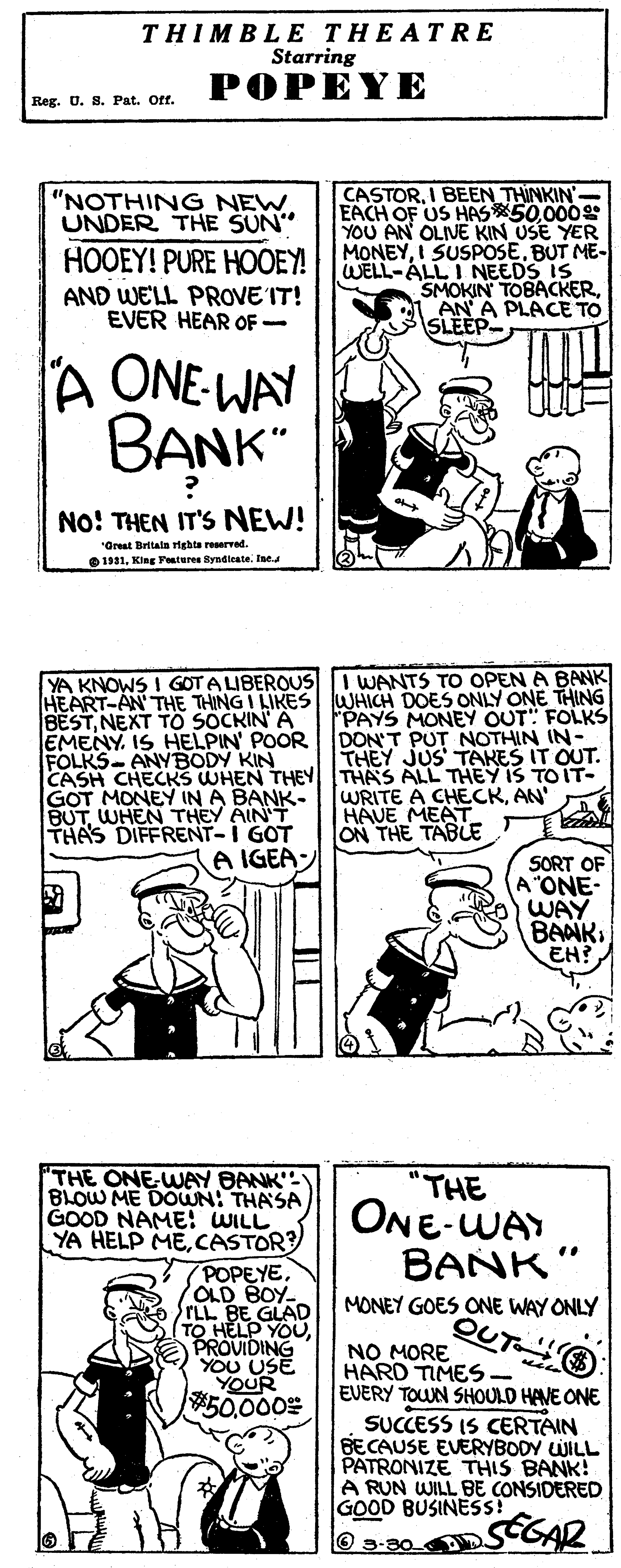 Thimble Theater Comic Strip 1931-03-30 | Comics Kingdom