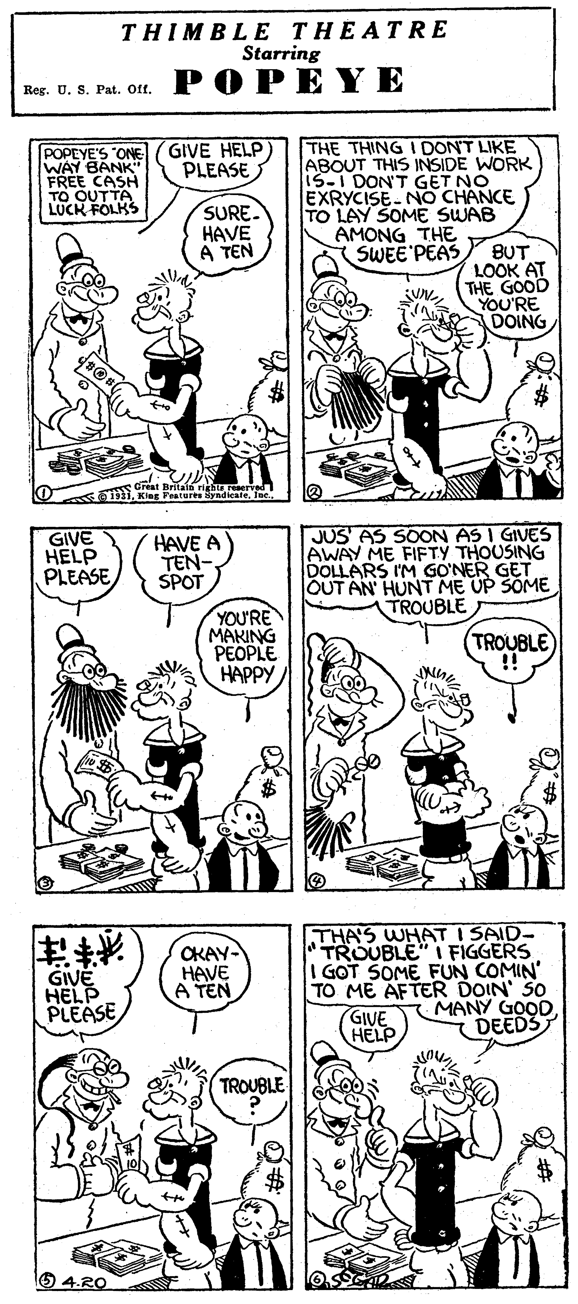 Thimble Theater Comic Strip 1931-04-20 | Comics Kingdom