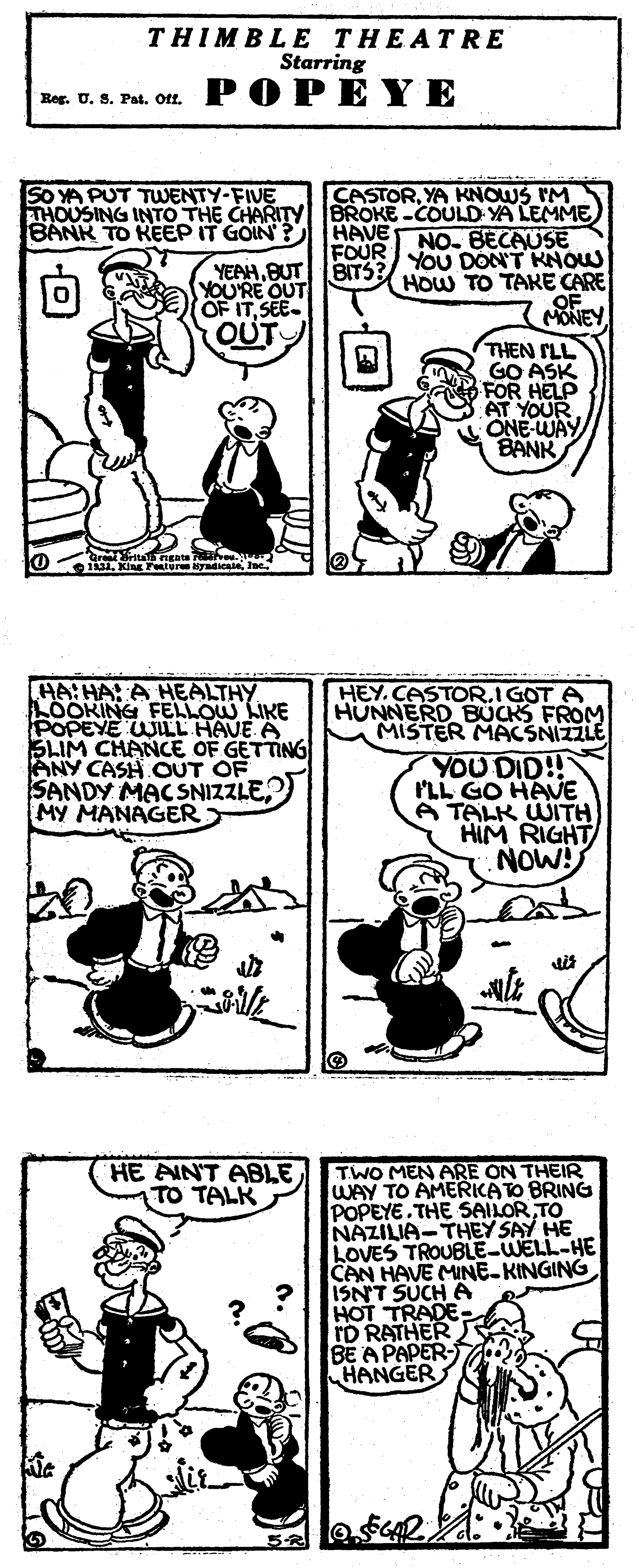 Thimble Theater Comic Strip 1931-05-02 | Comics Kingdom