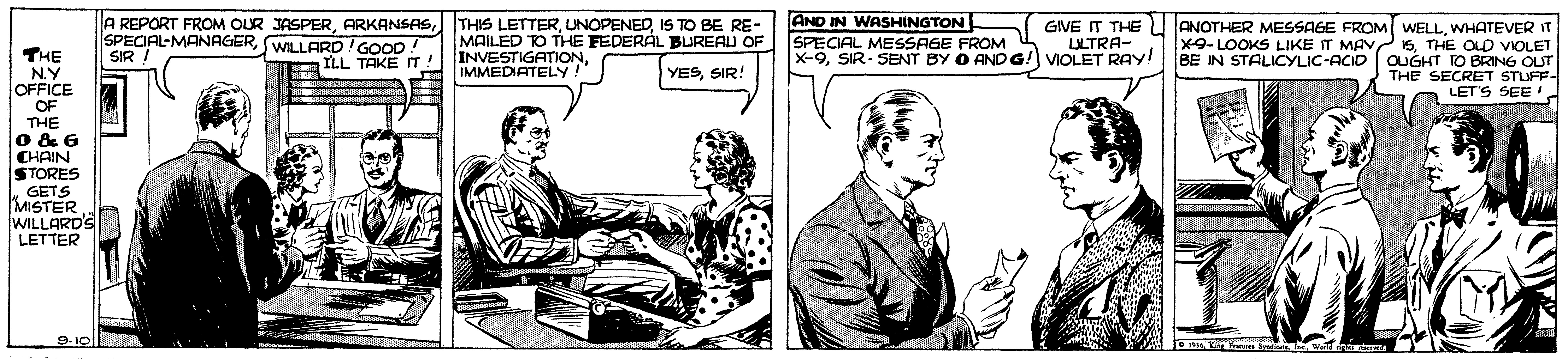 Secret Agent X-9 Comic Strip 1936-09-10 | Comics Kingdom