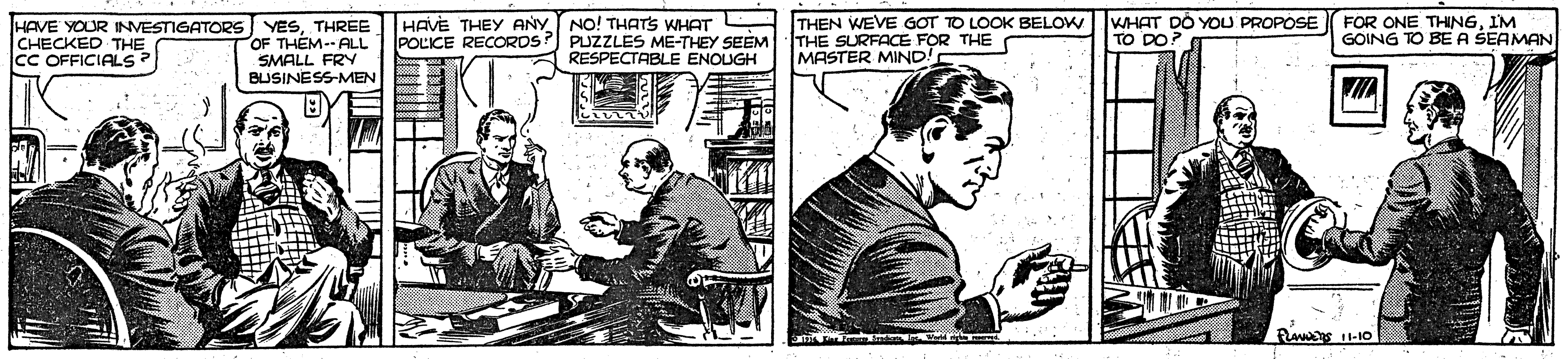 Secret Agent X-9 Comic Strip 1936-11-10 | Comics Kingdom