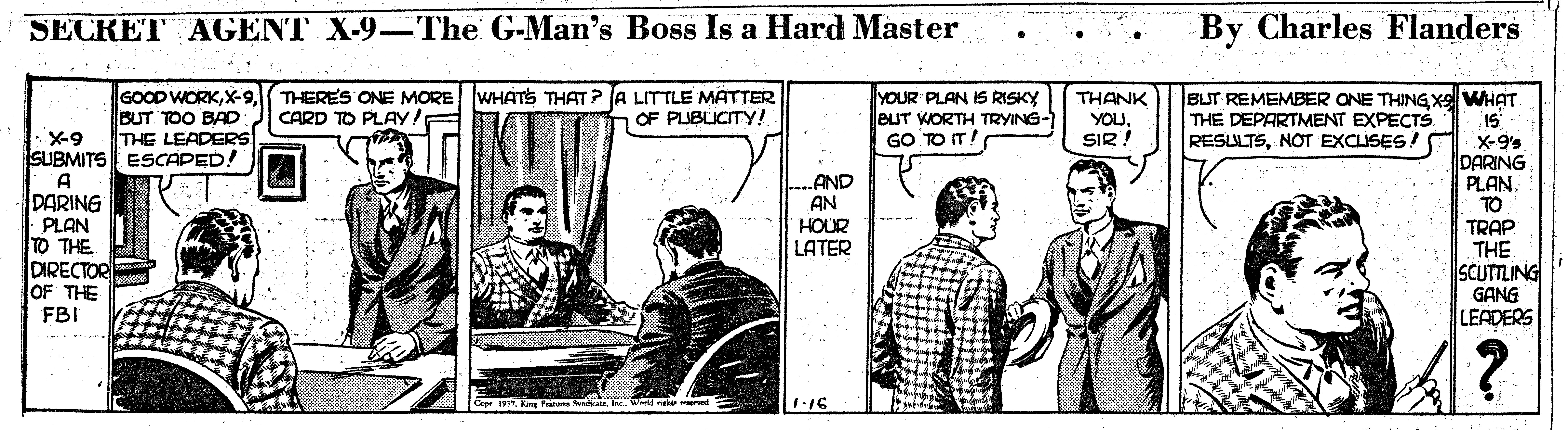 Secret Agent X-9 Comic Strip 1937-01-16 | Comics Kingdom