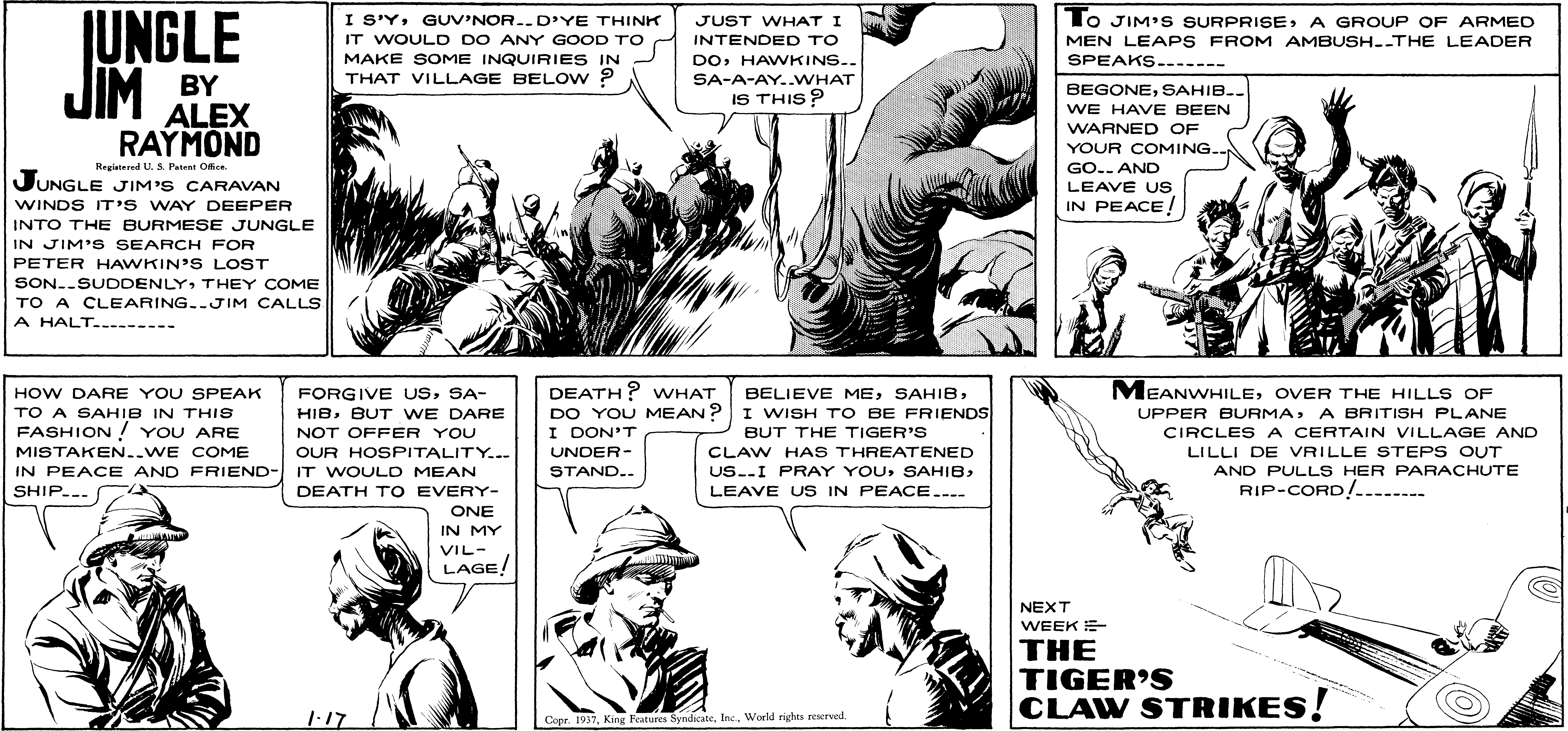 Jungle Jim Sundays Comic Strip 1937-01-17 | Comics Kingdom