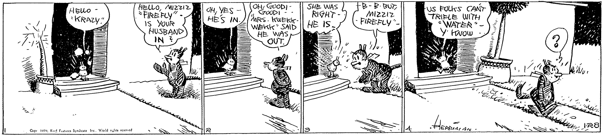 Krazy Kat Comic Strip 1939-01-28 | Comics Kingdom