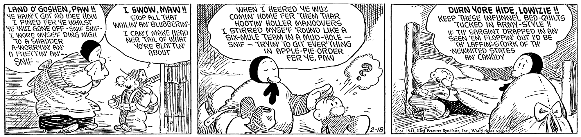 Barney Google And Snuffy Smith Comic Strip 1941-02-18 | Comics Kingdom