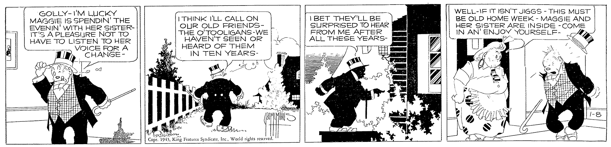 Bringing Up Father Comic Strip 1944-01-08 | Comics Kingdom