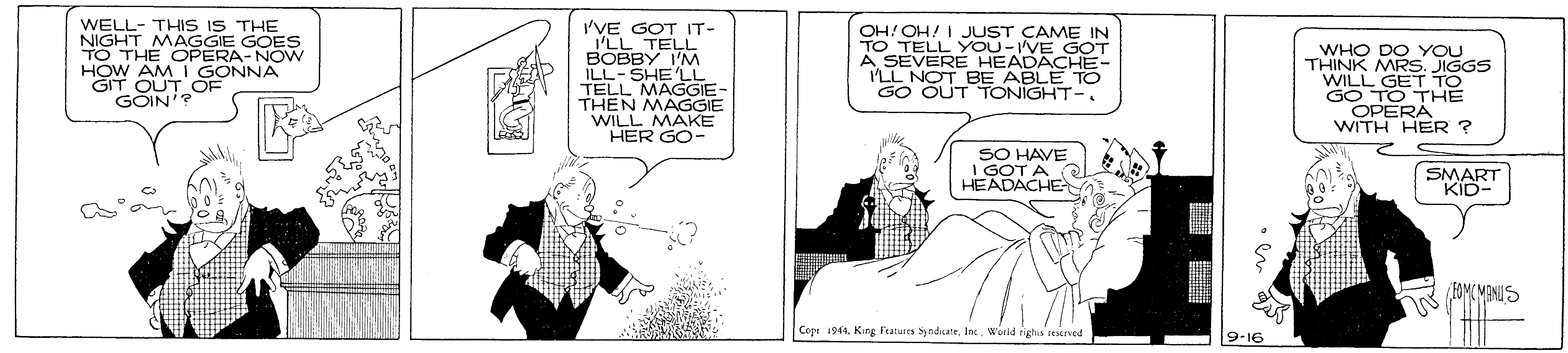 Bringing Up Father Comic Strip 1944-09-16 | Comics Kingdom