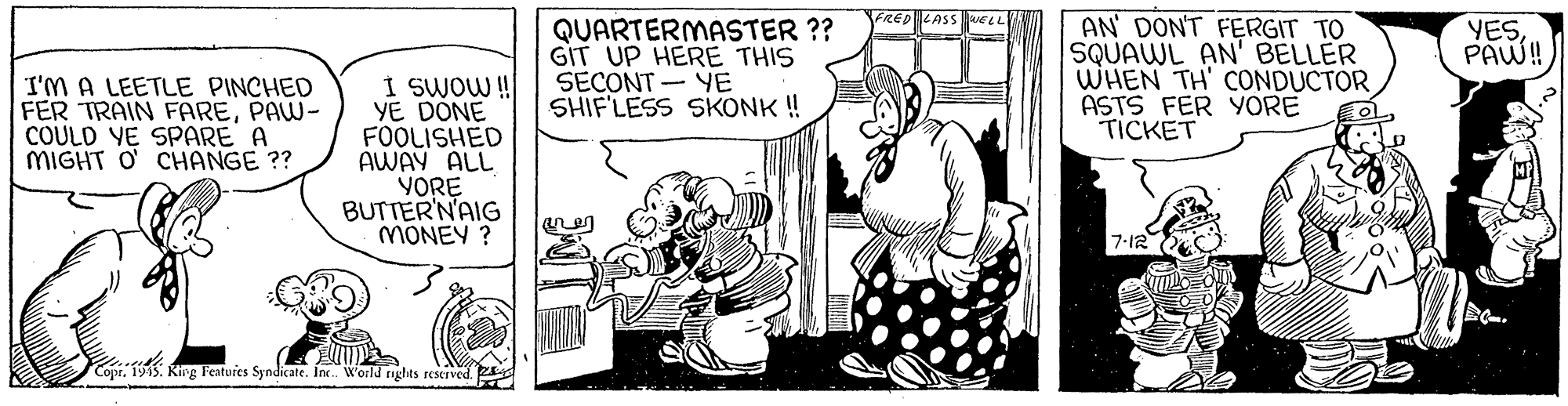 Barney Google And Snuffy Smith Comic Strip 1945-07-12 | Comics Kingdom