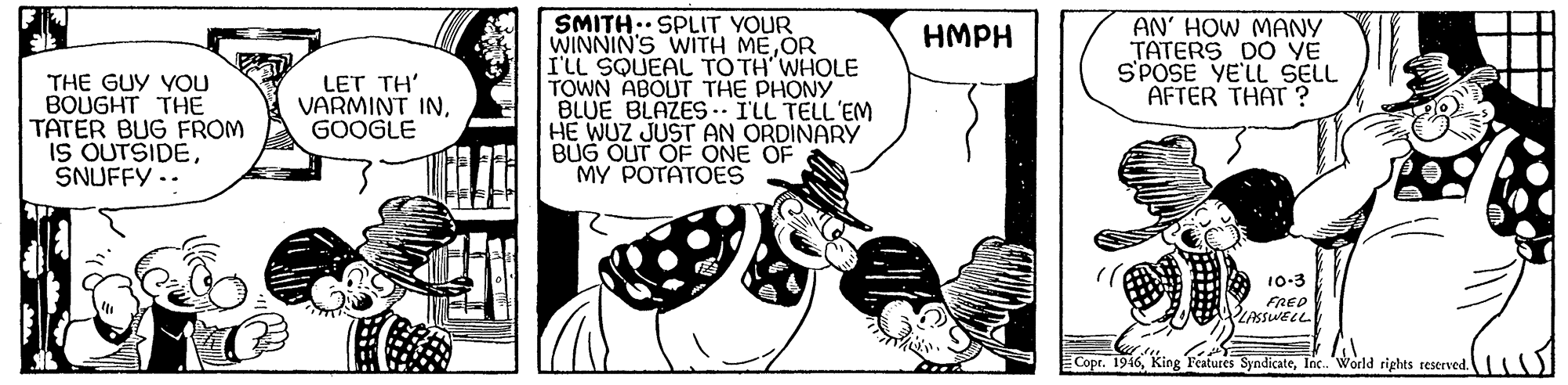 Barney Google And Snuffy Smith Vintage Comic Strip 1946-10-03 | Comics ...