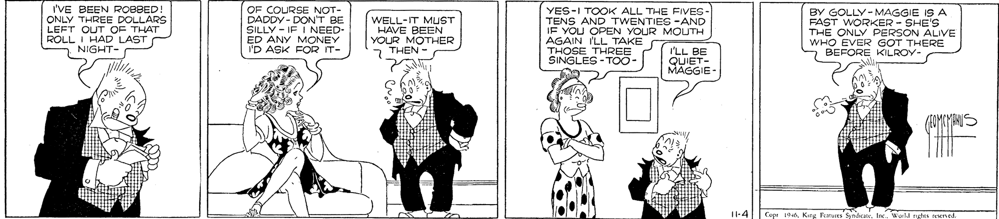 Bringing Up Father Comic Strip 1946-11-04 | Comics Kingdom