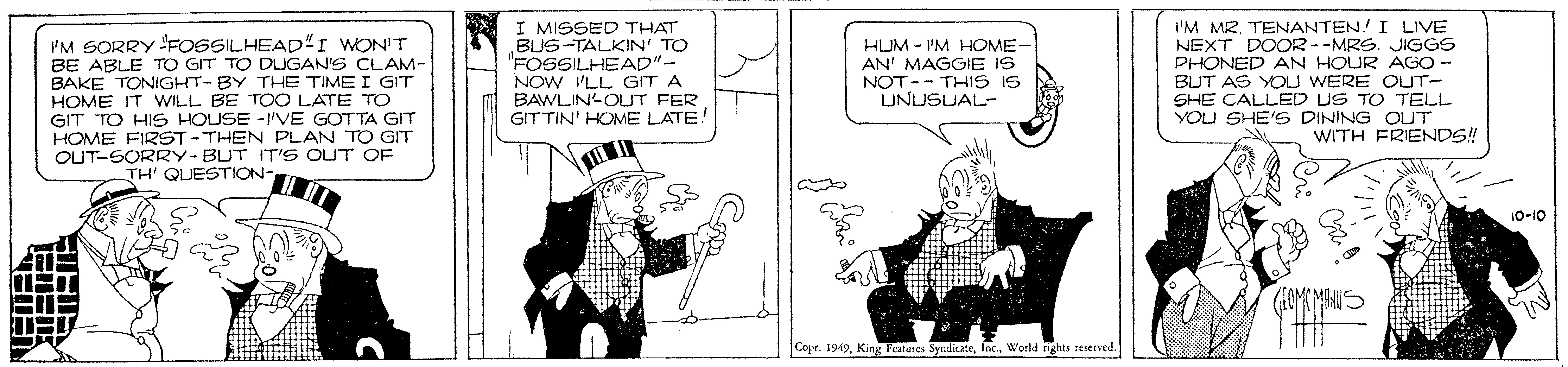 Bringing Up Father Comic Strip 1949-10-10 | Comics Kingdom