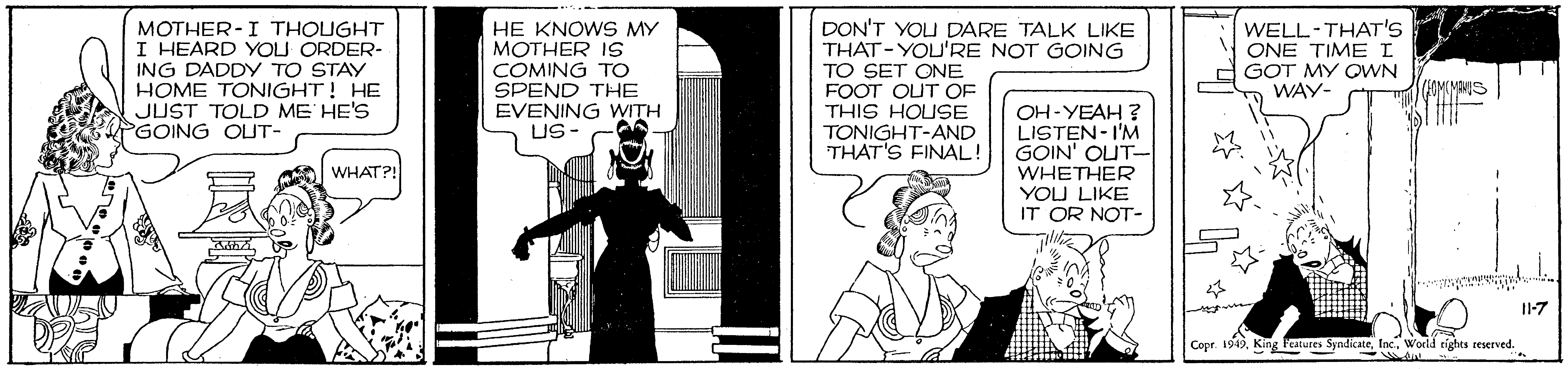 Bringing Up Father Comic Strip 1949-11-07 | Comics Kingdom