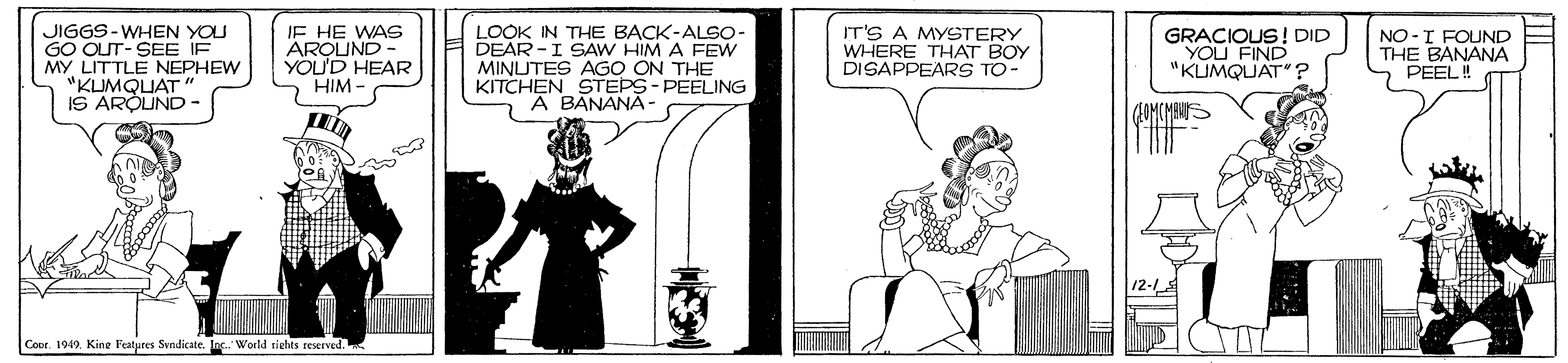 Bringing Up Father Comic Strip 1949-12-01 | Comics Kingdom