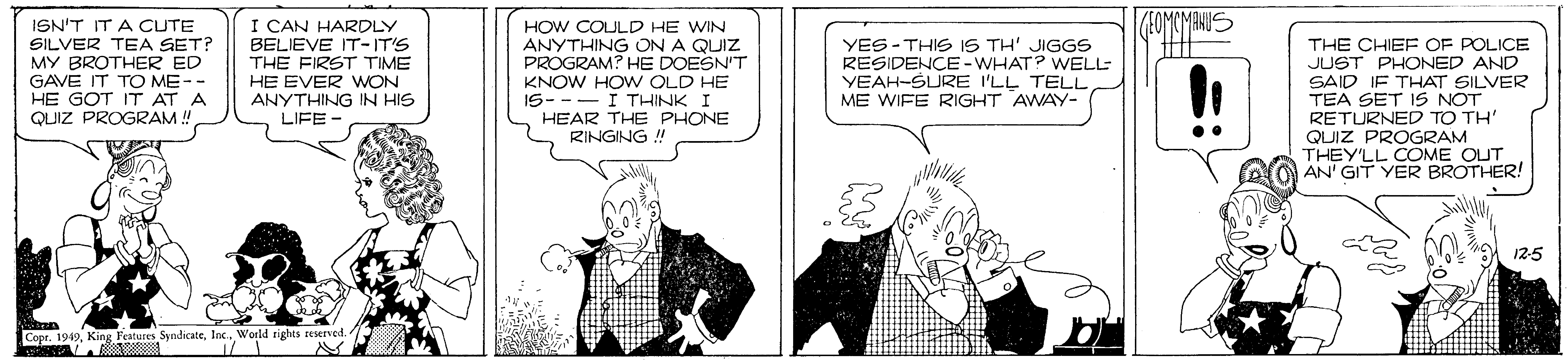Bringing Up Father Comic Strip 1949-12-05 | Comics Kingdom