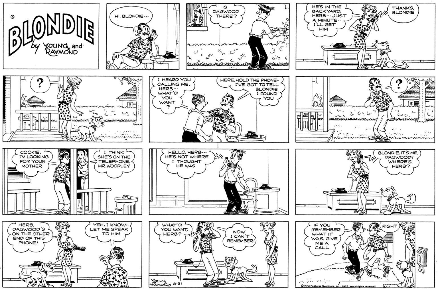 Blondie Comic Strip 1975-08-31 | Comics Kingdom