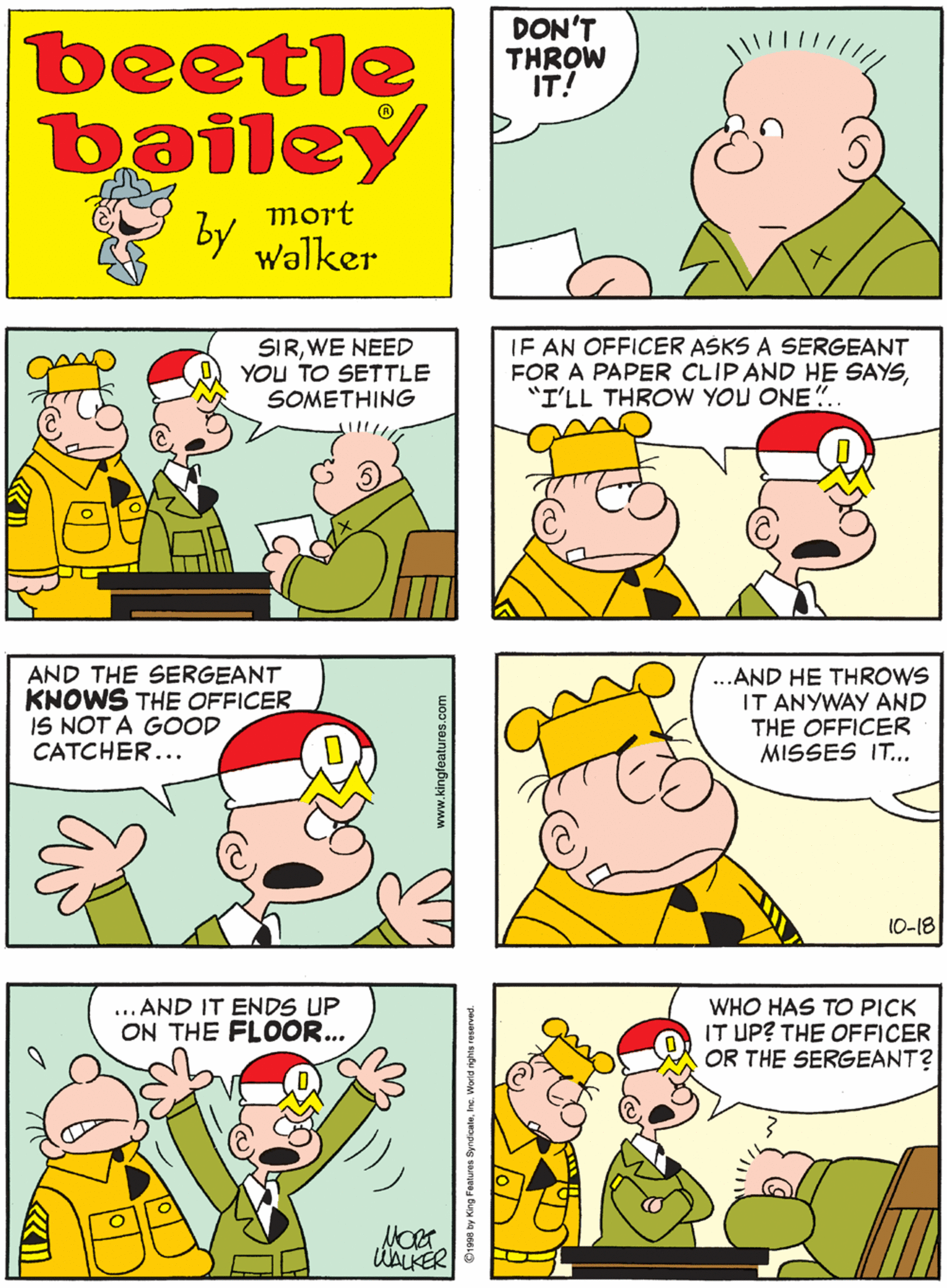 Beetle Bailey Comic Strip 1998-10-18 | Comics Kingdom