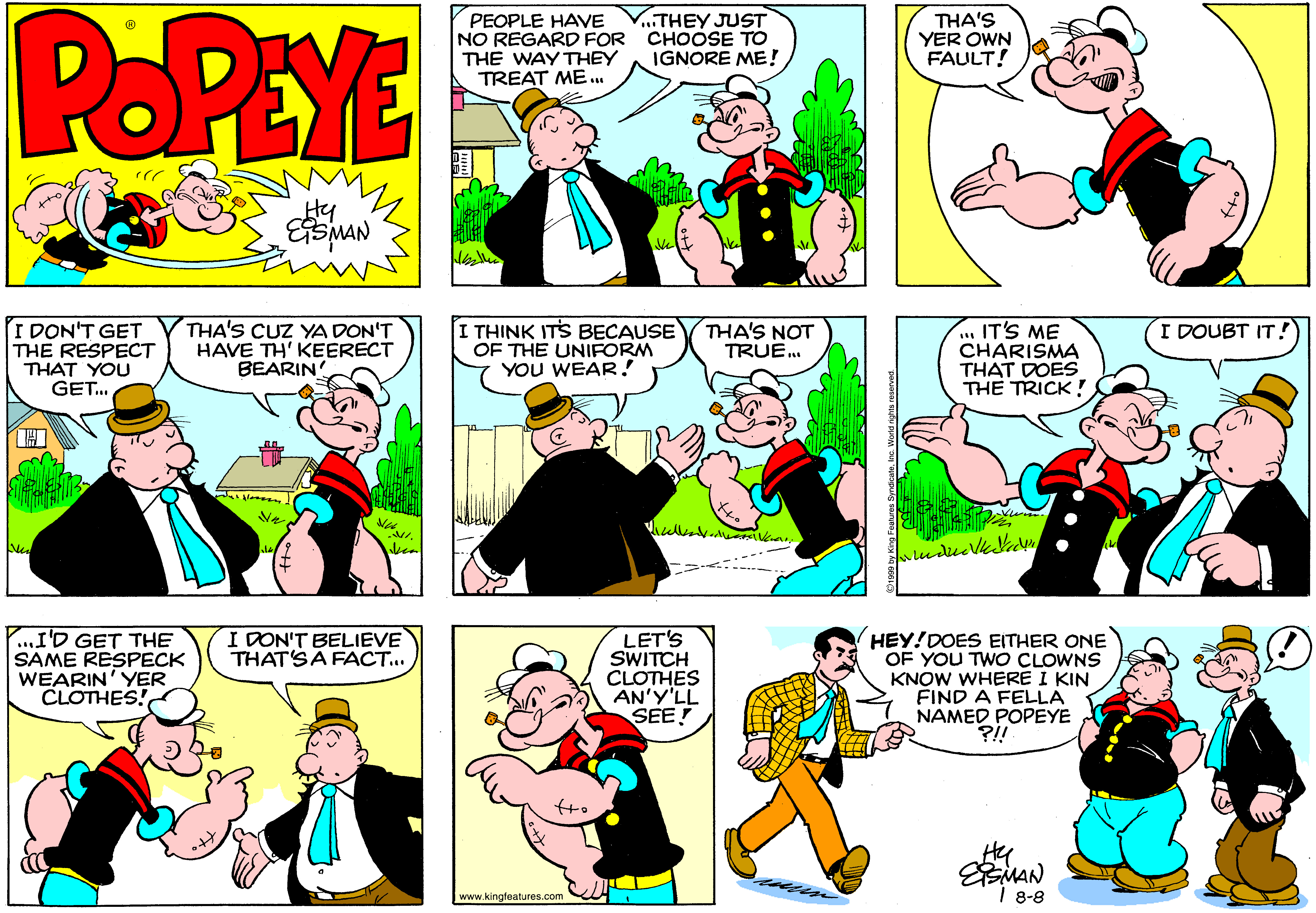 Popeye Comic Strip 1999-08-08 | Comics Kingdom