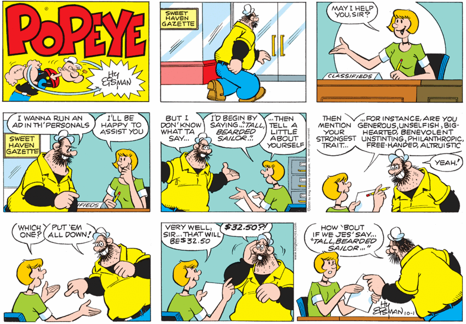 Popeye Comic Strip 2000-10-01 | Comics Kingdom