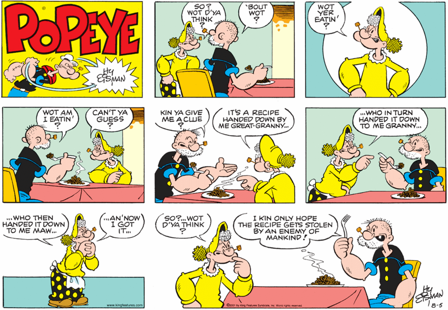 Popeye Comic Strip 2001-08-05 | Comics Kingdom