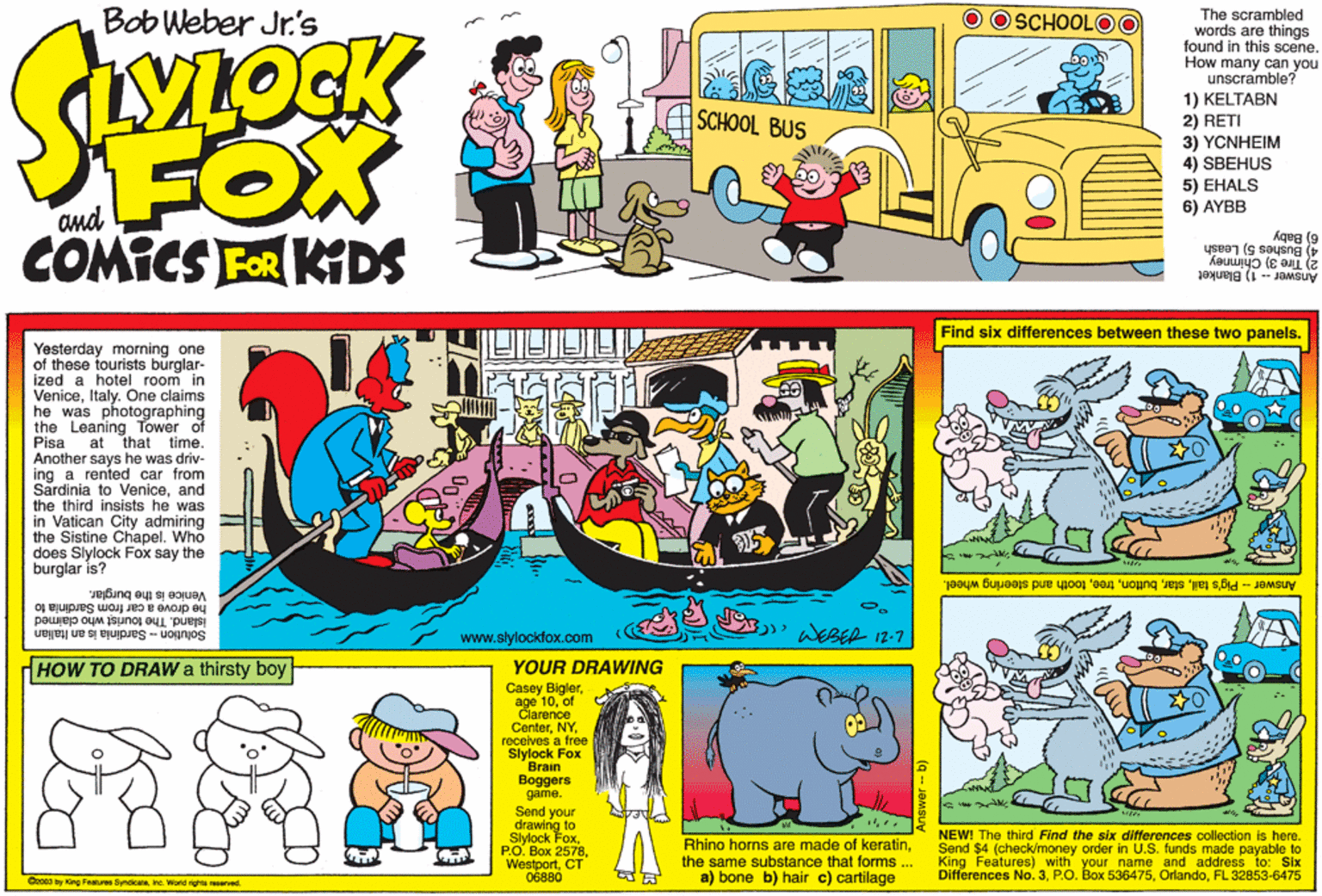 Slylock Fox Comic Strip 2003-12-07 | Comics Kingdom