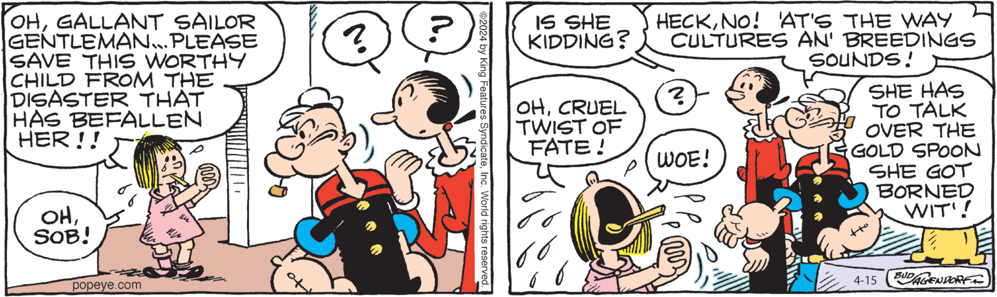 Popeye Comic Strip 2024-04-15 | Comics Kingdom
