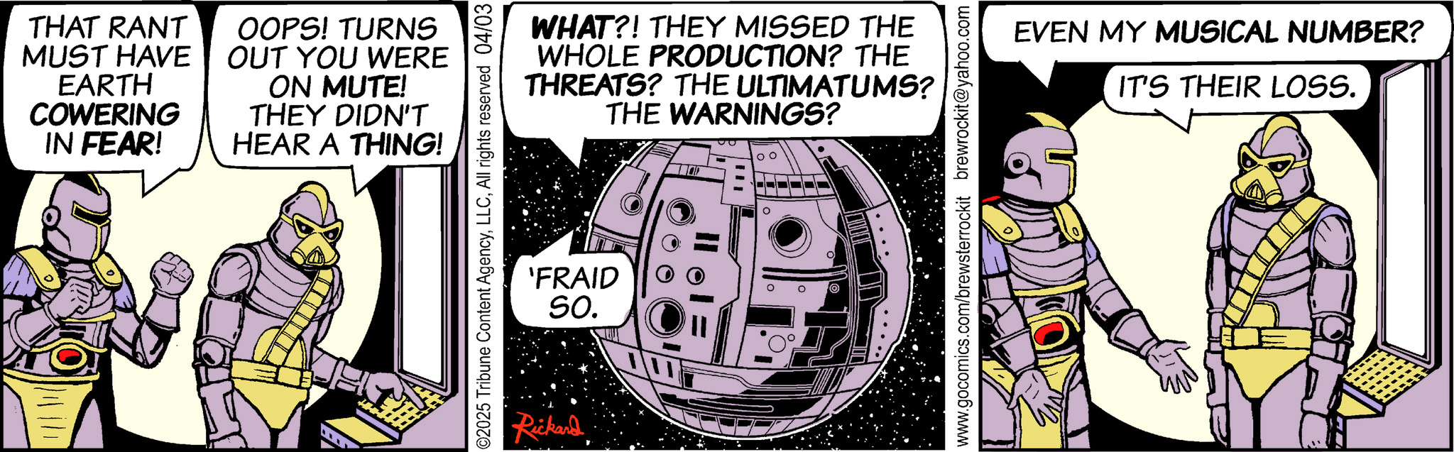 Brewster Rockit: Space Guy! Comic Strip 2025-04-03 | Comics Kingdom